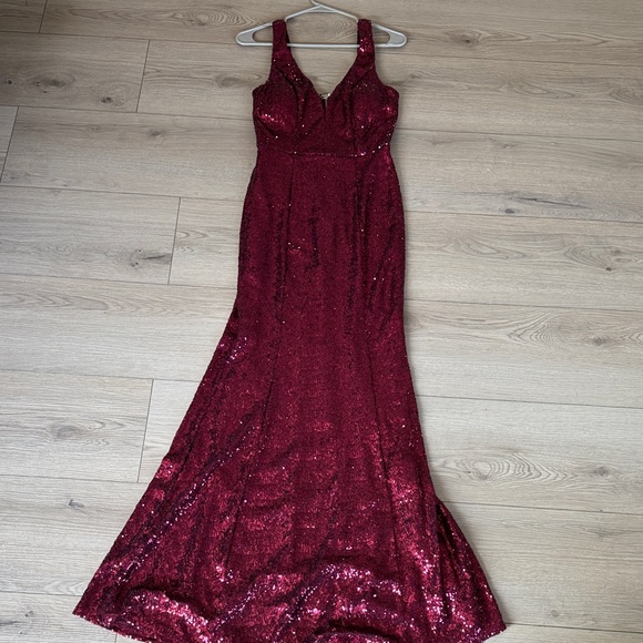 Crystal Doll | Dresses | Crystal Doll Deep Red Sequin Prom Dress | Poshmark